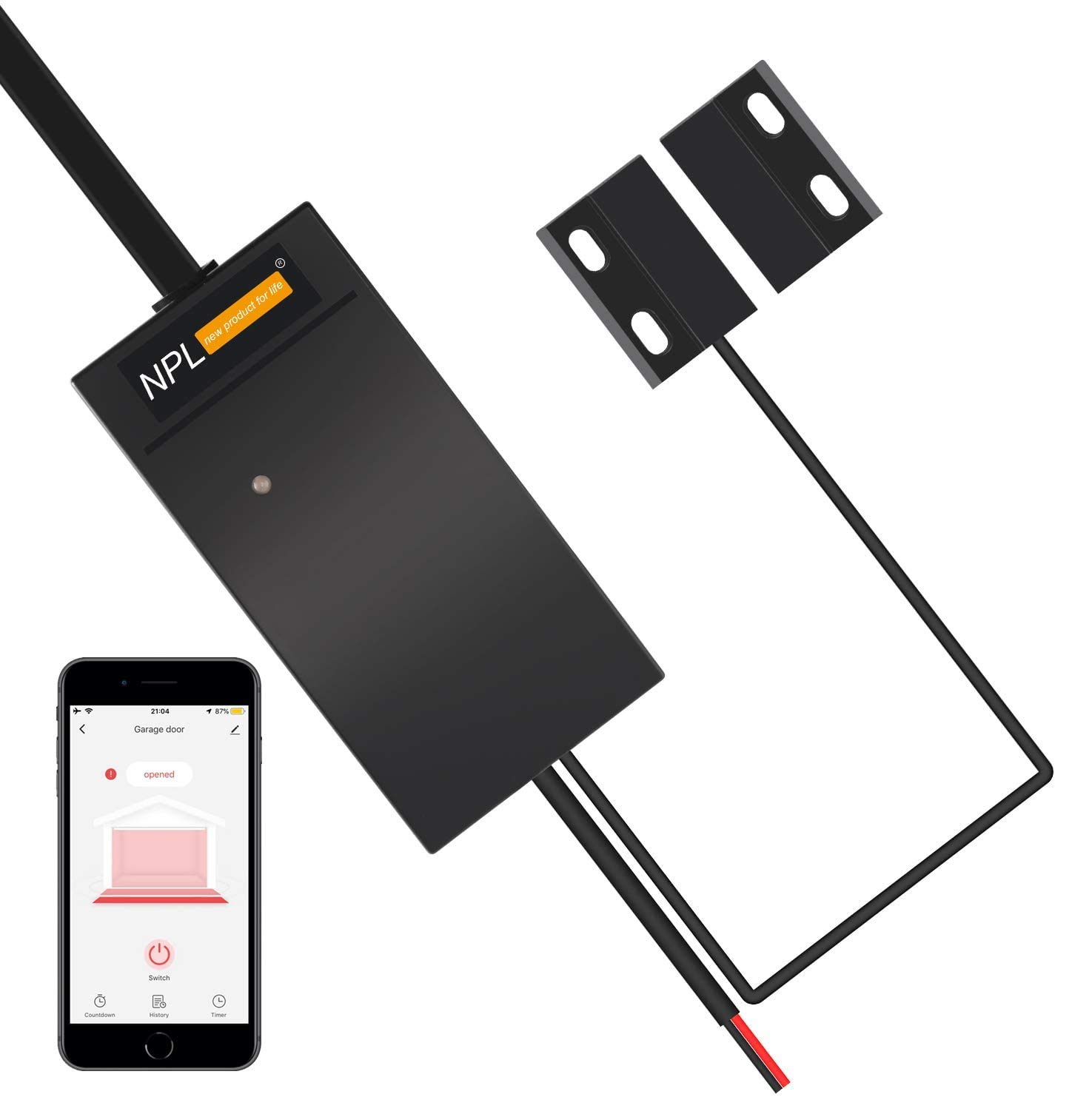 NPL New Model WiFi Smart Garage Door Opener Controller Smart Life/Tuya APP Wireless Remote Control from Anywhere Compatible with Alexa Google Assistant and IFTTT No hub Required