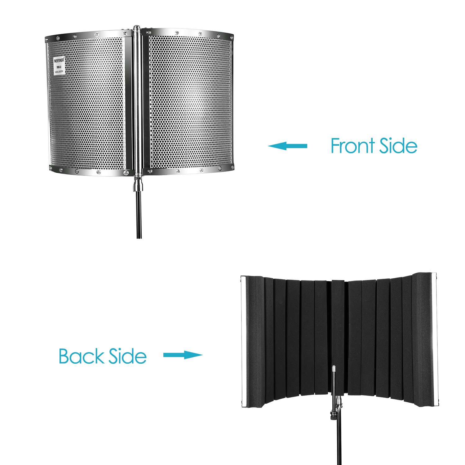 Neewer Portable Foldable Adjustable Microphone Voice Isolation Board Aluminum Microphone Shield with High Density Foam, Non-slip Feet (NW-9)