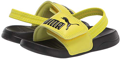 PUMA unisex child Popcat 20 Backstrap Slide Sandal, Puma Black-sulphur Spring, 8 Toddler US