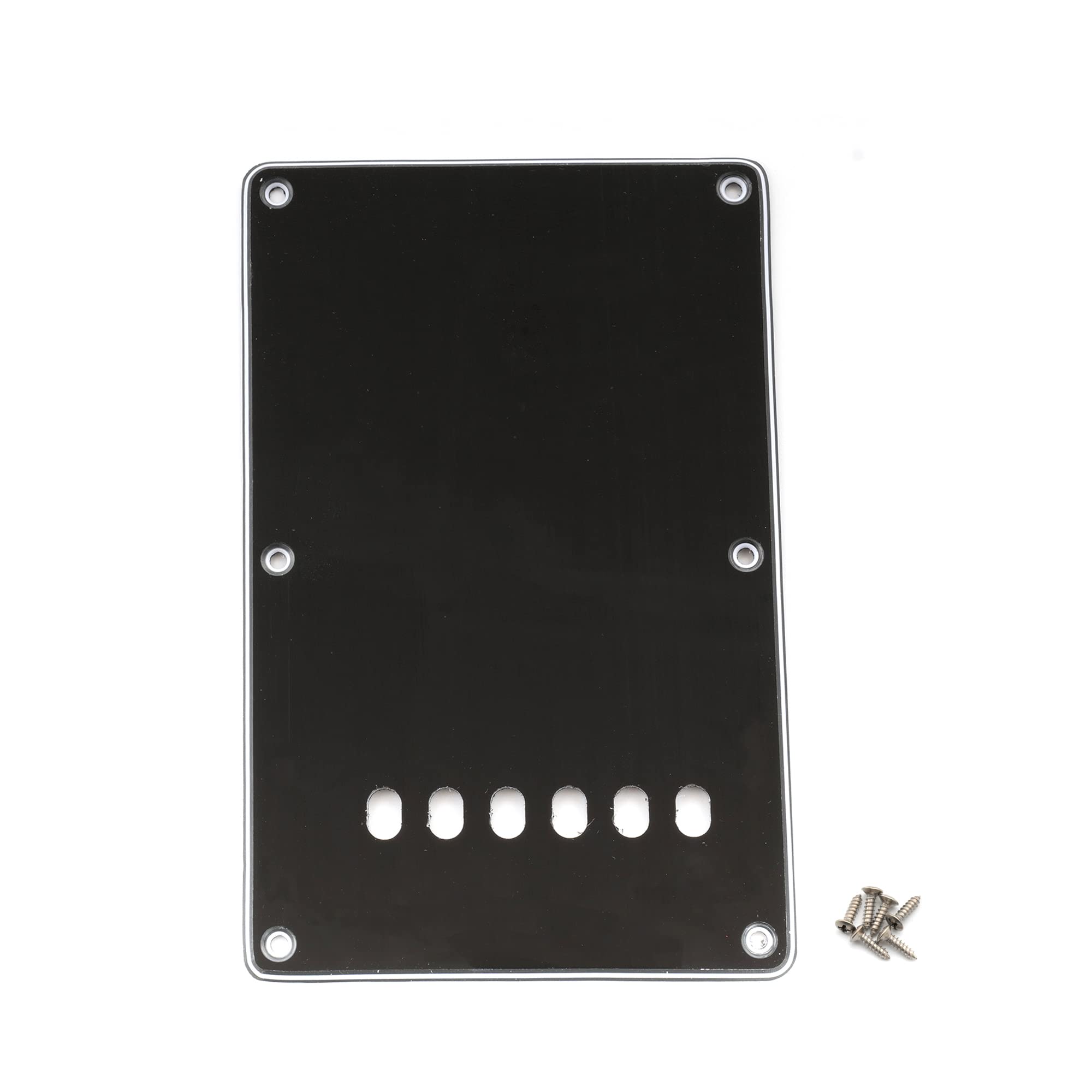 Musiclily 6 Hole Guitar Back Plate Tremolo Cavity Cover Backplate for China Made Squier Guitar Parts,3Ply Black