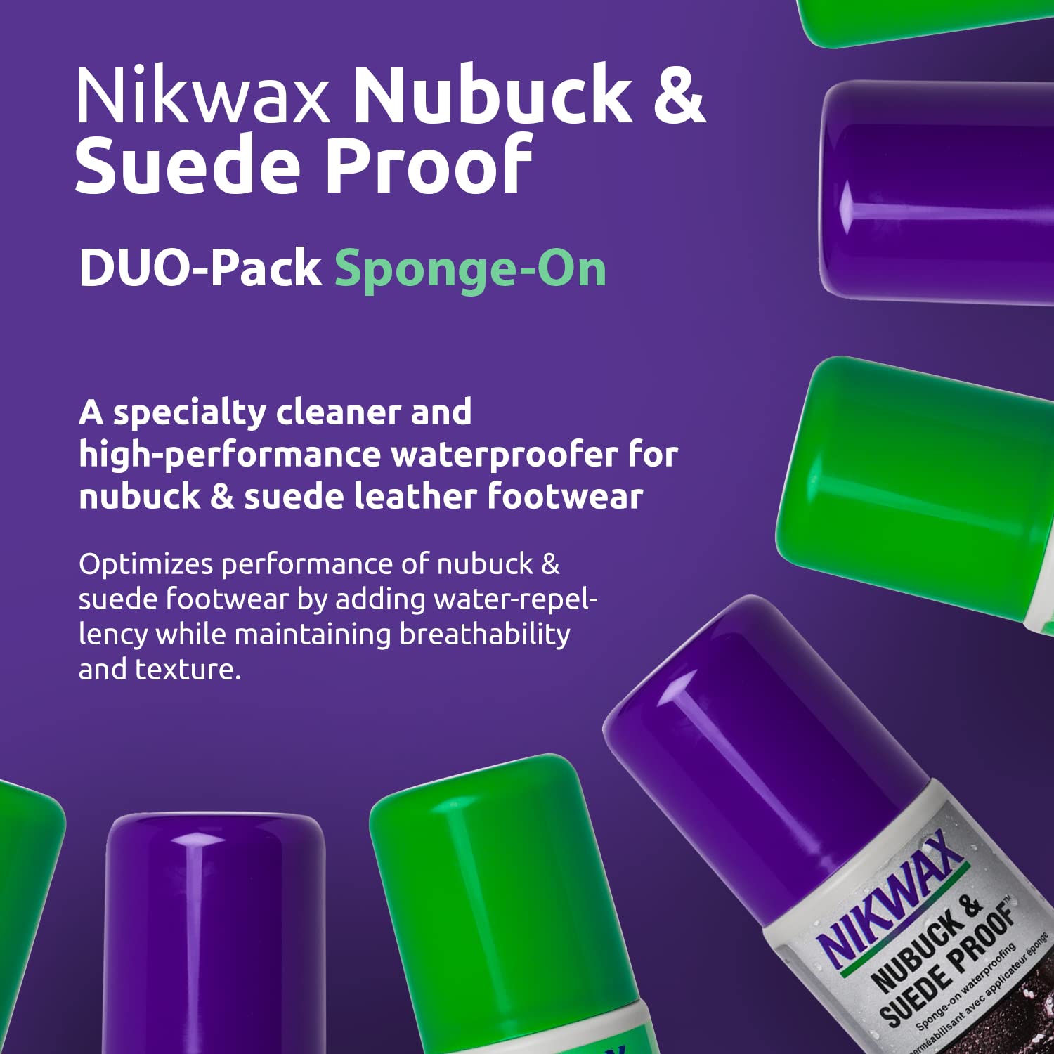 Nikwax Nubuck & Suede Footwear Clean/Waterproof DUO-Pack, Sponge-On, 8.4 oz. / 250ml