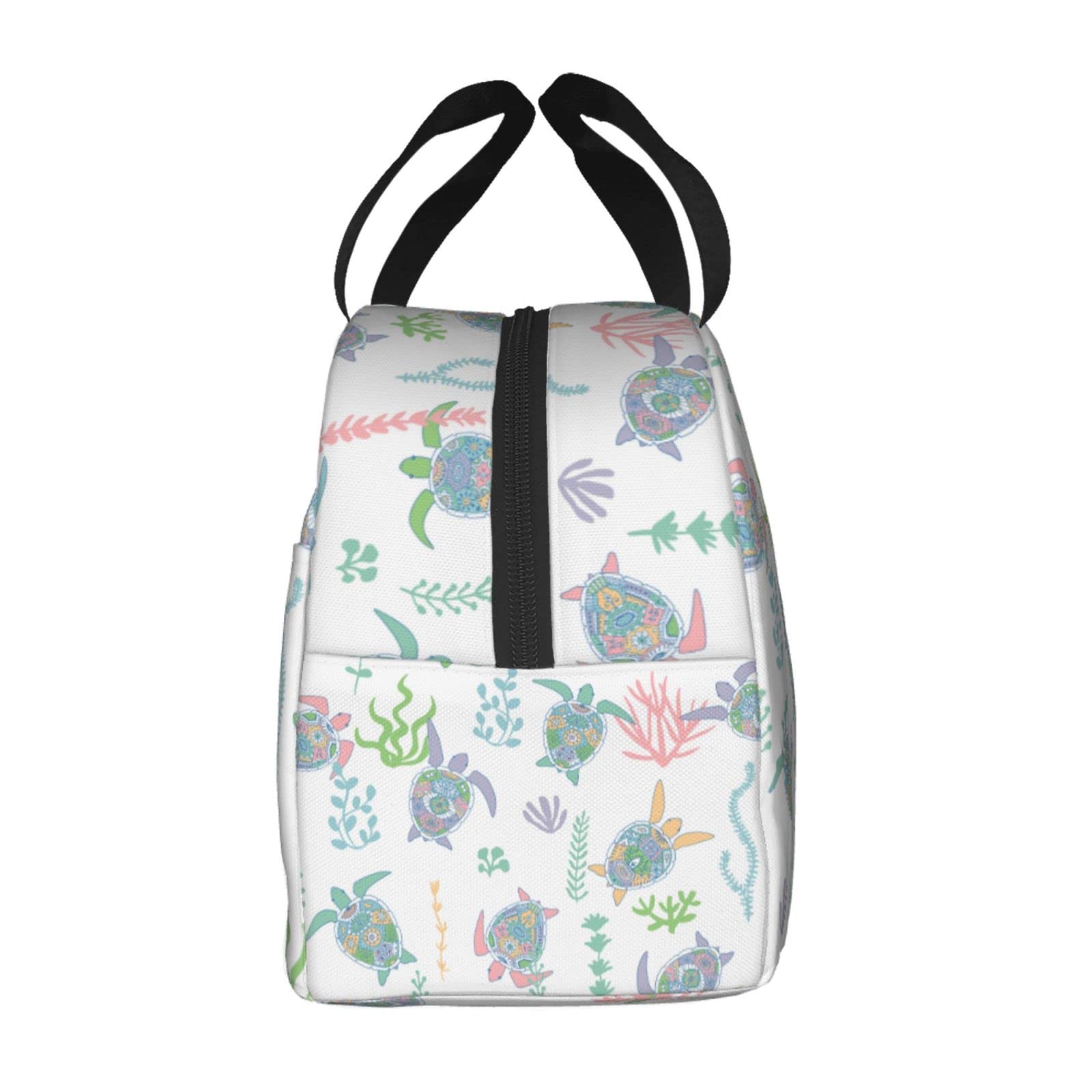 Ucsaxue Cute Sea Turtle Lunch Box Reusable Lunch Bag Work Bento Cooler Reusable Tote Picnic Boxes Insulated Container For Women Men Home School Office Outdoor Use