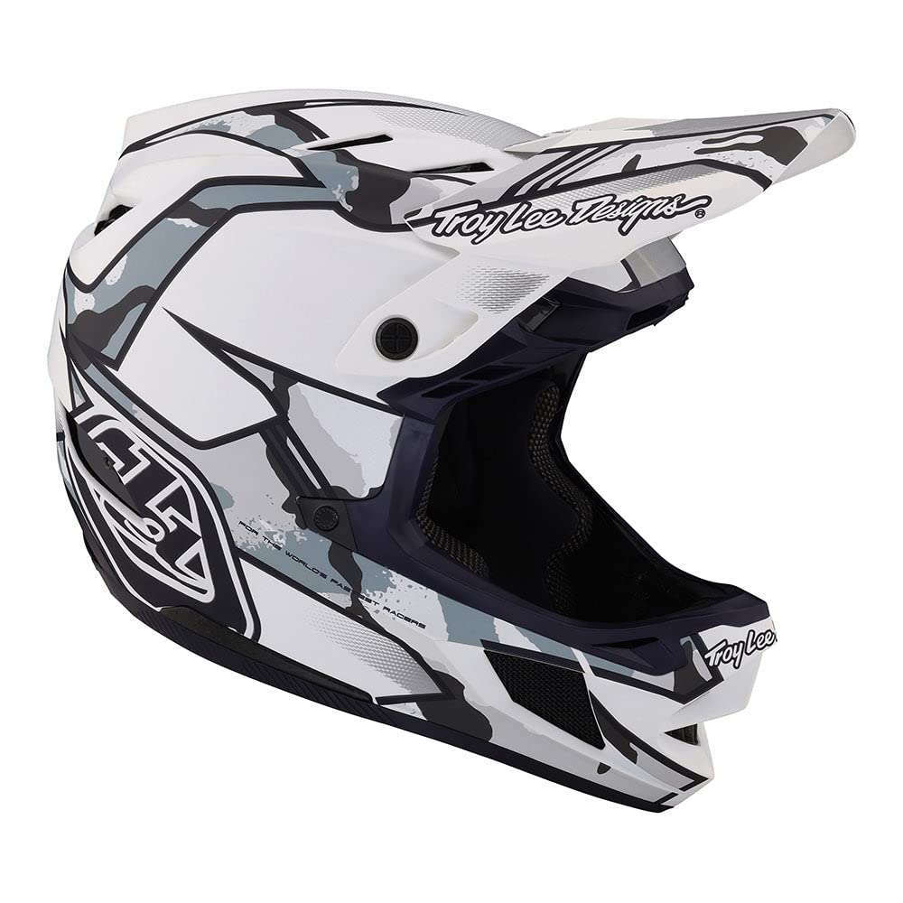 Troy Lee Designs Downhill D4 Composite Matrix Camo Full Face Bicycle Helmet for Max Ventilation Lightweight MIPS EPP EPS Racing Downhill BMX MTB DH - Adult Mens Womens Unisex (White, SM)