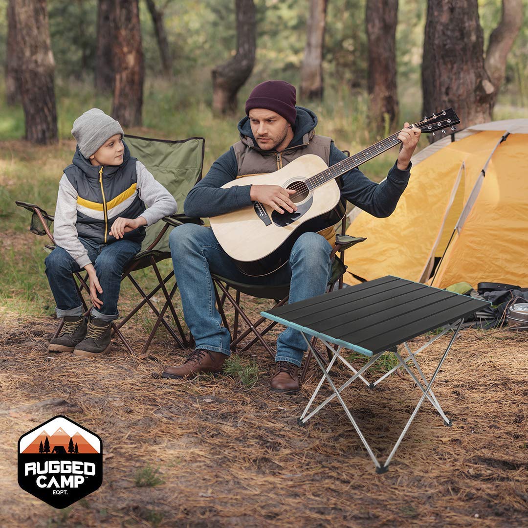 Rugged Camp Camping Mini Table - 3 Sizes - Table in A Bag - Backpack Table or Side Table - Easy to Clean Aluminum Top - Ideal for Outdoors, Camping, Backpacking, Beach, Picnics - Small