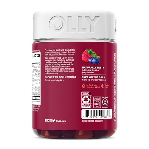 OLLY Women's Multivitamin Gummy, Vitamins A, D, C, E, Biotin, Folic Acid, Adult Chewable Vitamin, Berry Flavor, 65 Day Supply - 130 Count (Packaging May Vary)