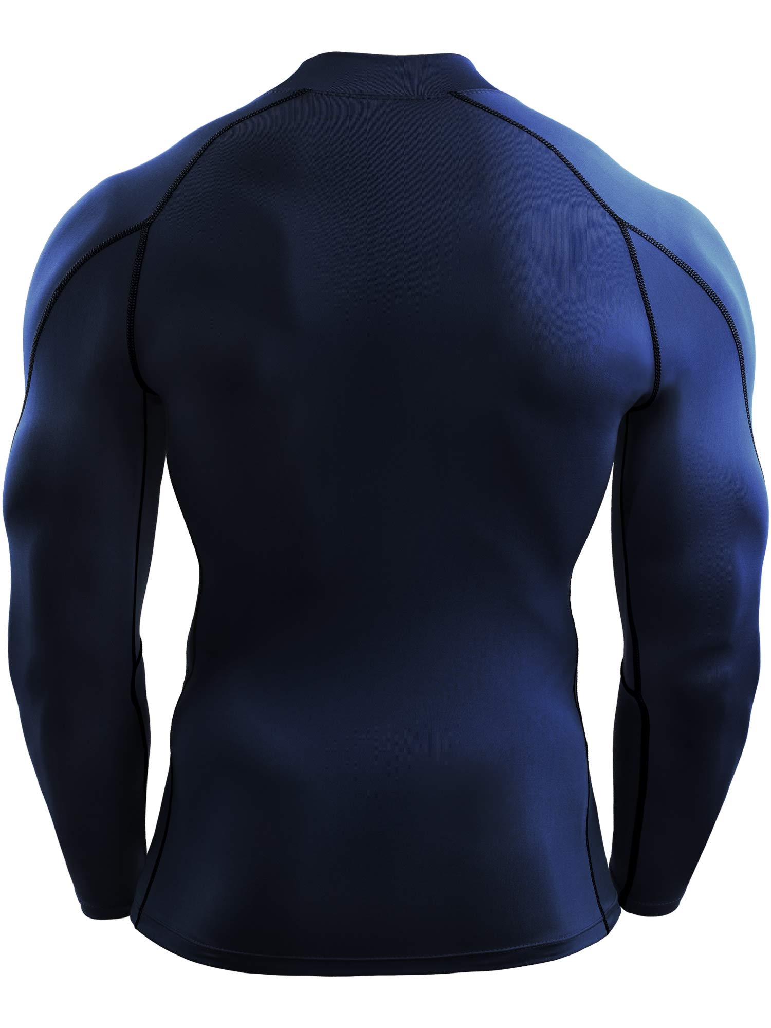 NELEUS Men's Compression Shirts Dry Fit Long Sleeve Mock Neck Shirts,3 Pack,5059,Black/Grey/Navy Blue,US S,EU M
