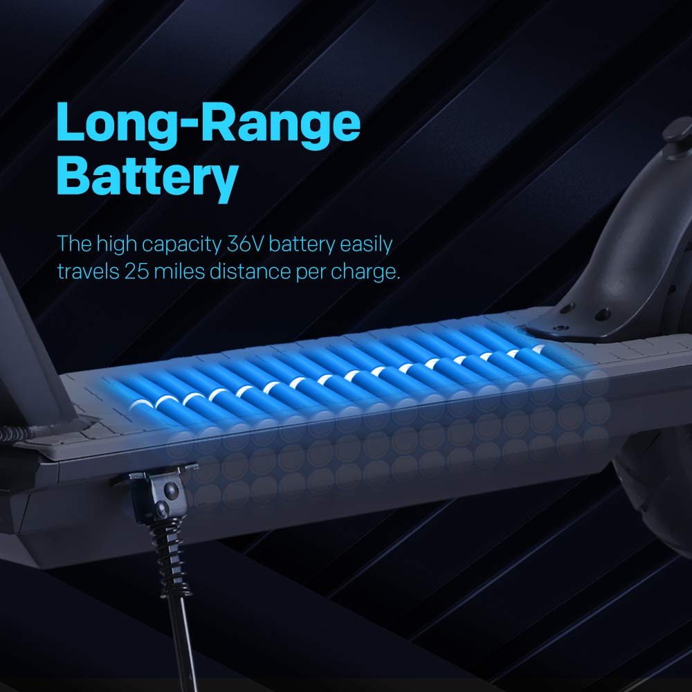 QINGOR Electric Scooter Powerful 350W Motor 10” Solid Tires One-Step Fold for Adults, Upgraded Adult Electric Scooters with Long Range Battery, Lightweight and Foldable for Commute and Travel