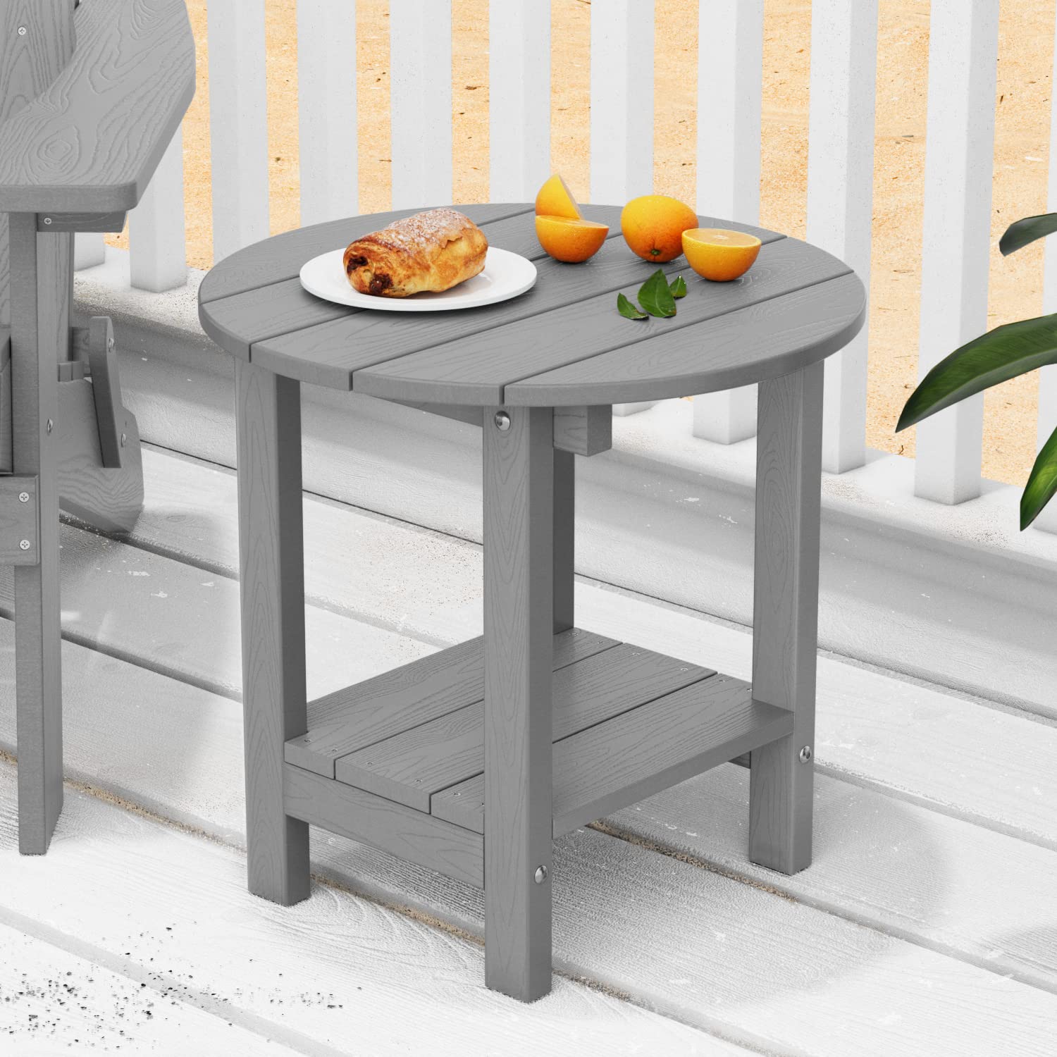 MXIMU 3-Piece Oversize Modern Adirondack Chair and Table Set, Fire Pit Seating, Foldable Outdoor Lounger Armchair, Lawn Chairs Furniture for Beach Poolside Balcony Patio Grey
