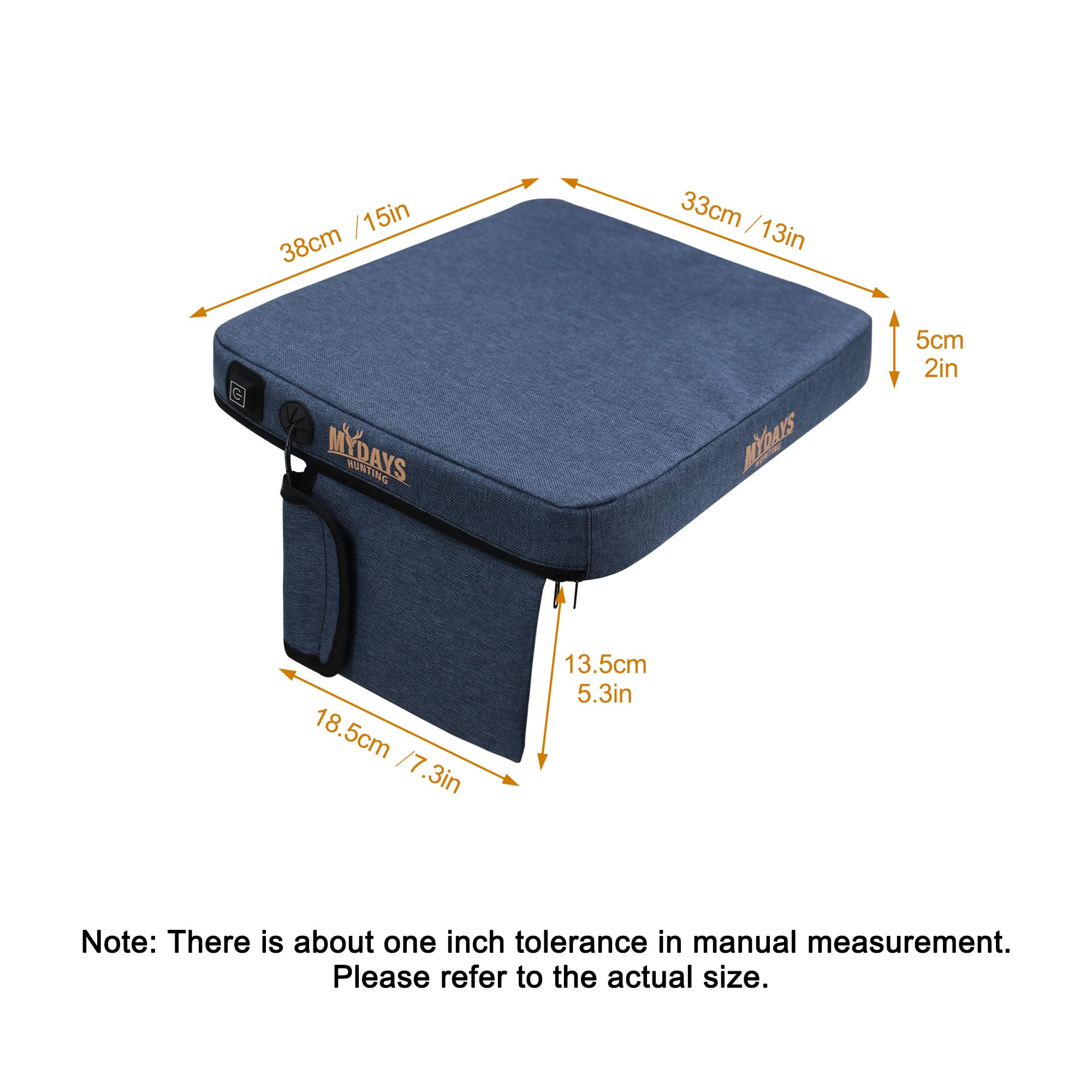 MYDAYS Portable Heated Seat Cushion, Memory Foam Heating Seat Pad for Outdoor Stadium Bleacher Camping, Power Bank Not Included(Blue)
