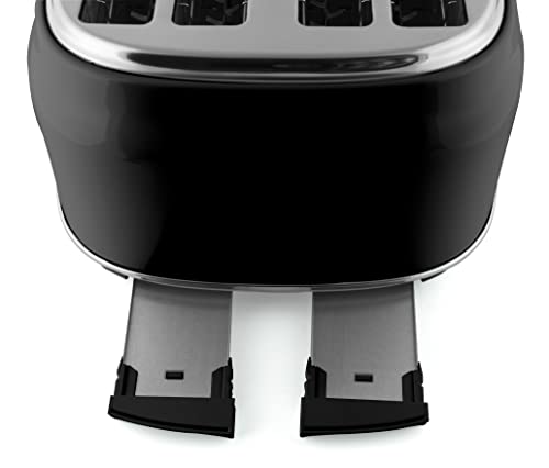 Nostalgia Classic 4-Slice Wide Slot Toaster, Retro Vintage Design With Six Toasting Settings & Removable Crumb Tray, Black