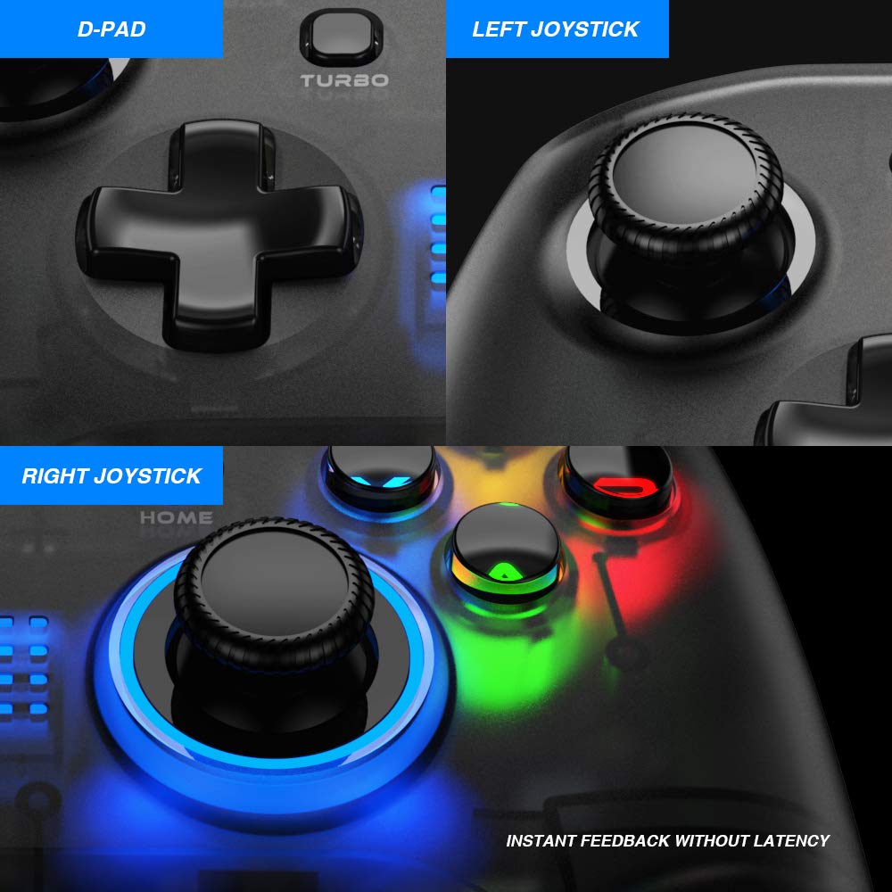 Wired PC Game Controller, GameSir T4w for Windows 7/8/8.1/10 with LED Backlight, Gamepad for PC with Dual-Vibration Turbo and Trigger Buttons (Renewed)