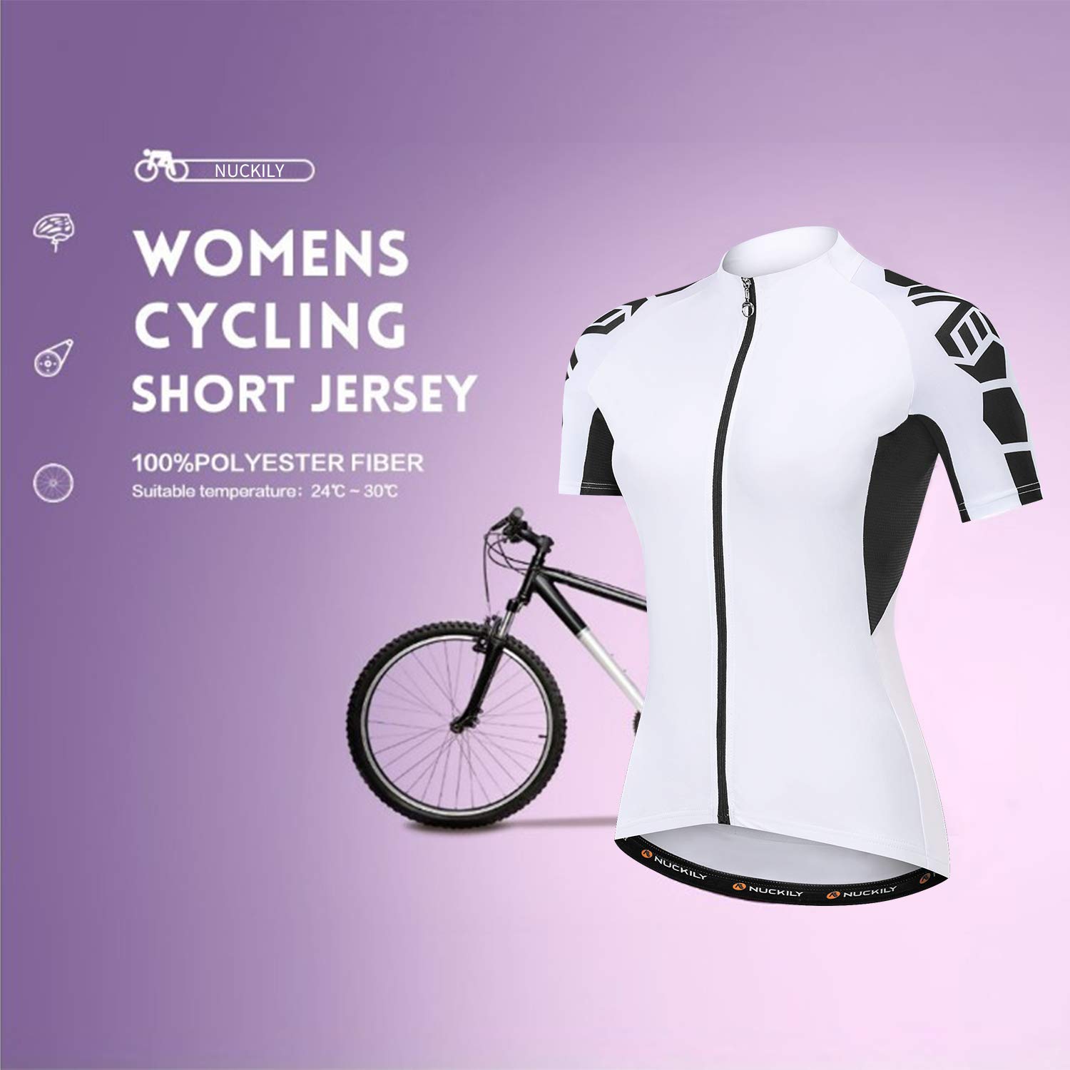 NUCKILY Women's Cycling Jersey Short Sleeve with 3 Pockets Bike Bicycle Clothing Biking Riding Shirts Cycle Wear White