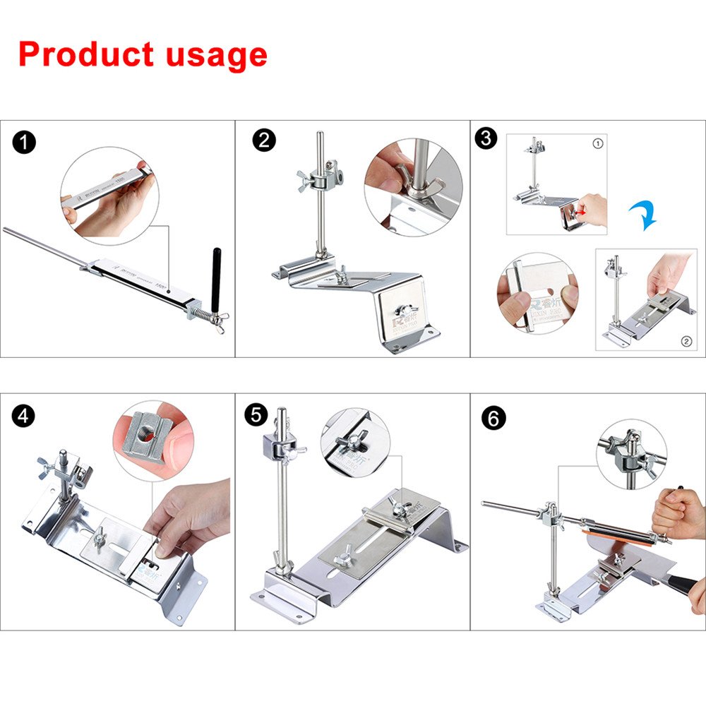 Professional Chef Knife Sharpener All Iron Steel Kitchen Sharpening Kit System Tools Fixed-angle With 4 Whetstones