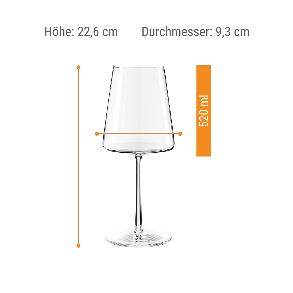 Stölzle Lausitz Power Red Wine Glasses 517 ml, Set of 6 Red Wine Glasses, Dishwasher-Safe, Lead-Free Crystal Glass, Elegant and Shatter-Resistant