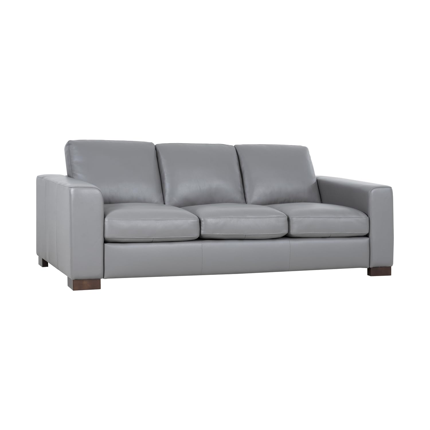 Naomi Home Freya Oversized Genuine Leather Sofa - Ultimate Comfort - Modern Leather Couch - Mid-Century Living Room Sofa, Eco-Friendly Sofa Couch, Reversible Cushions, Gray