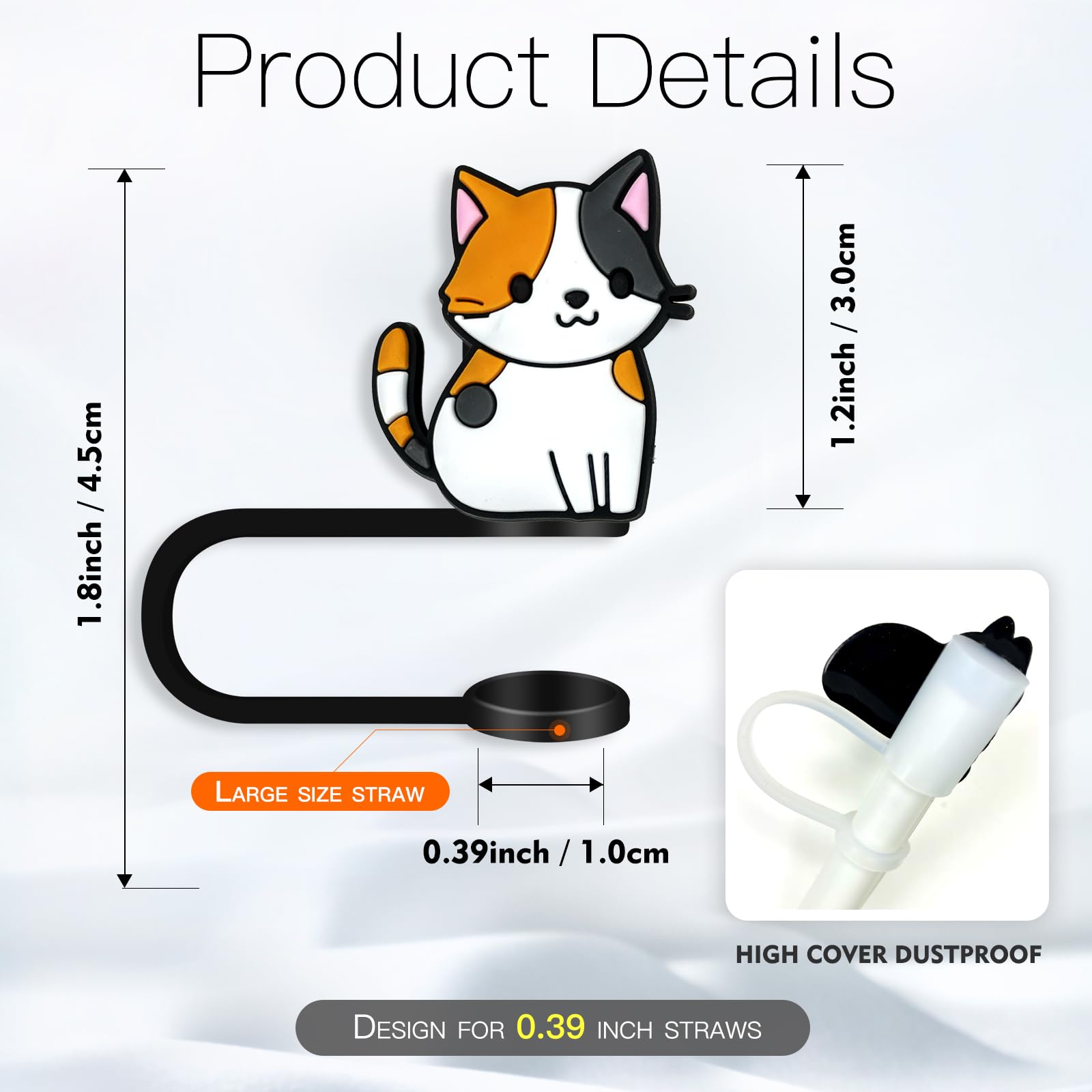 Uketniy 10Pcs Cat Straw Cover Cup for Tumbler Cup,10mm Cute Cat Drinking Straw Topper, Reusable Protectors Straw Tips Lids for Cup Accessories (10Pcs Cat 10mm)