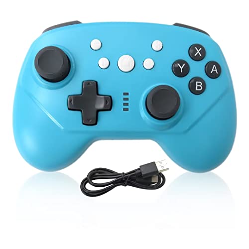 Wireless Controller for Nintendo Switch, Switch Lite and Android, Wired PC and P3, Switch Pro Controller with Turbo, Gyro Axis and Dual Vibration, with Type-C Charging Port (Blue)