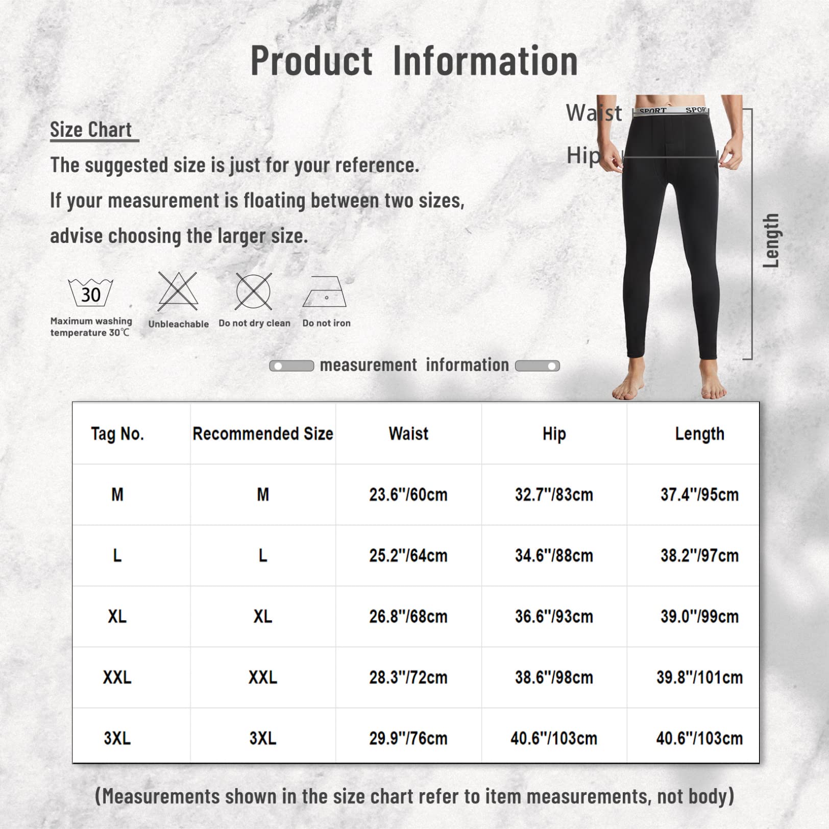 vastwit Men Thermal Underwear Pants Athletic Leggings Tights Base Layer Bottom Long Johns PantsTrousers Black A 3X-Large