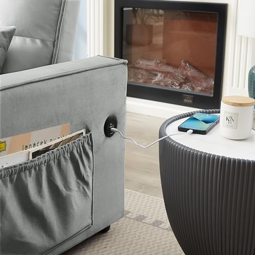 Modern Upholstered Futon Sofa Loveseat Convertible to Nap Sleeper Couch Bed,Soft Loveseat & Sofabed for Home Office Apartment Small Space Living Room Napping