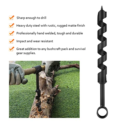 Yoursme 1β x 12β Scotch Eye Wood Auger Drill Bit - Hand Auger for Bushcraft Backpack and Camping - Addition Tool to Survival and Camping Gear Packs