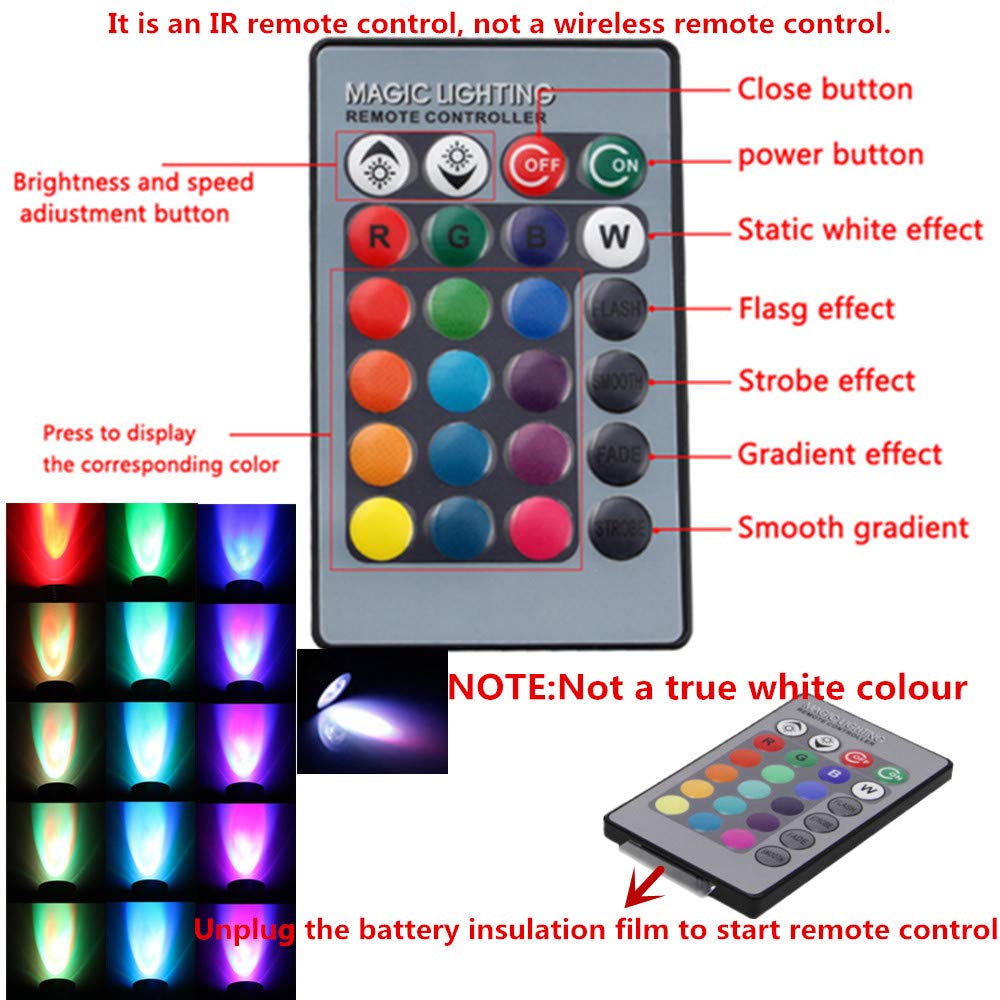 OMTO MR16 3W RGB Color Changing Spotlight with IR Remote Control Mood Ambiance Lighting Colorful LED Light Bulbs,Landscape Lighting Dimmable 12V (Pack of 5)