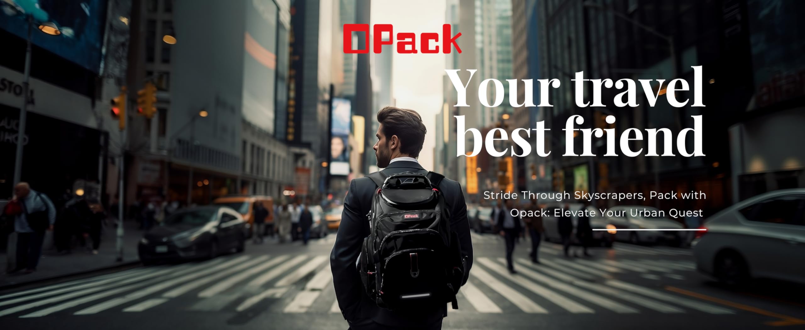 OPACK Travel Laptop Backpack 17.3" Computer Backpack Water-Repellent College Daypack Business Backpack with Large RFID Pockets & USB Port safety reflective strip for Men Women