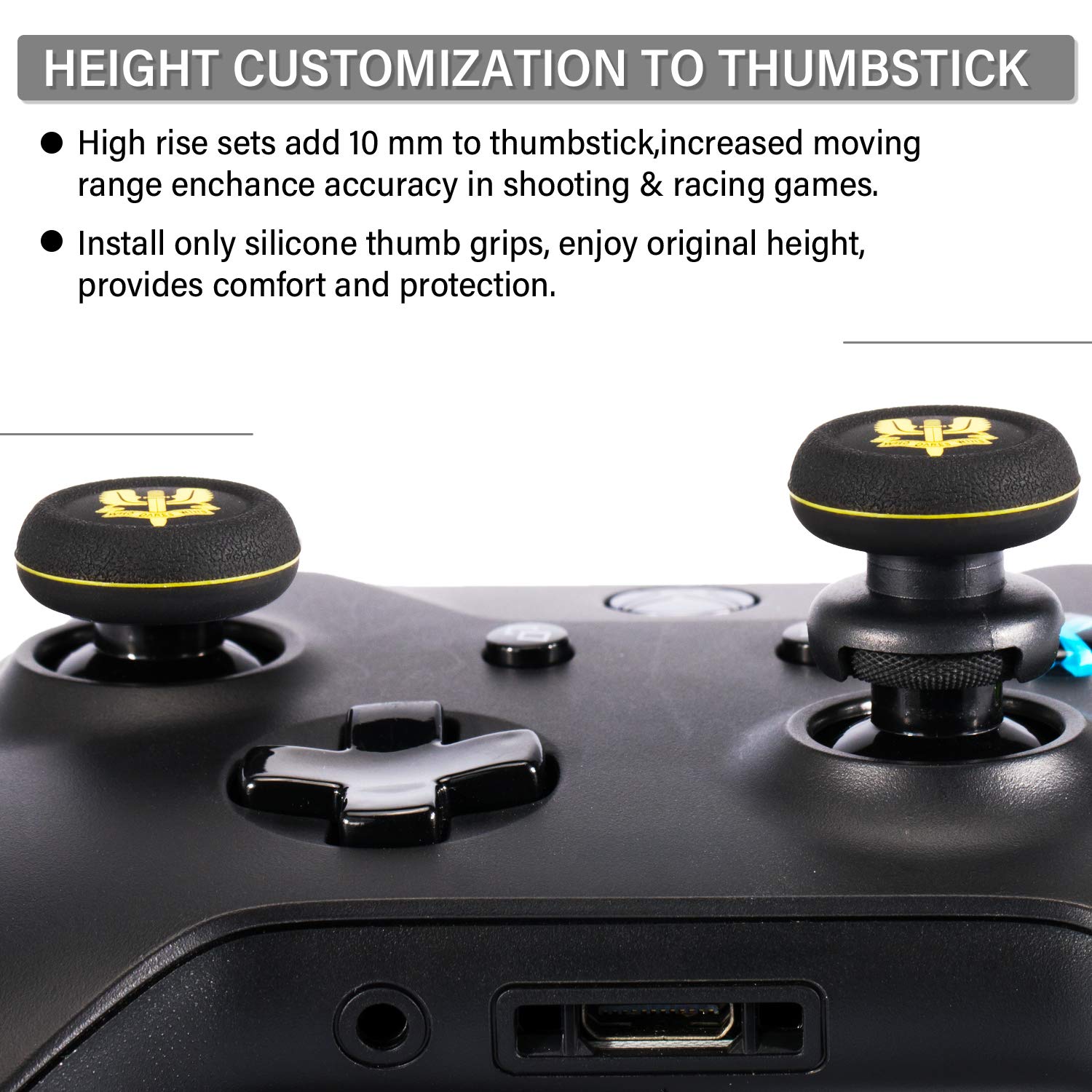 Playrealm FPS Thumbstick Extender & Printing Rubber Silicone Grip Cover 2 Sets for Xbox Series X/S & Xbox One Controller(SAS Who Dares Wins)