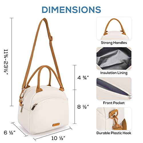 TOURIT Womens Lunch Bag Insulated Lunch Box Cute Lunch Bags for Women, Work, Picnic, Beige