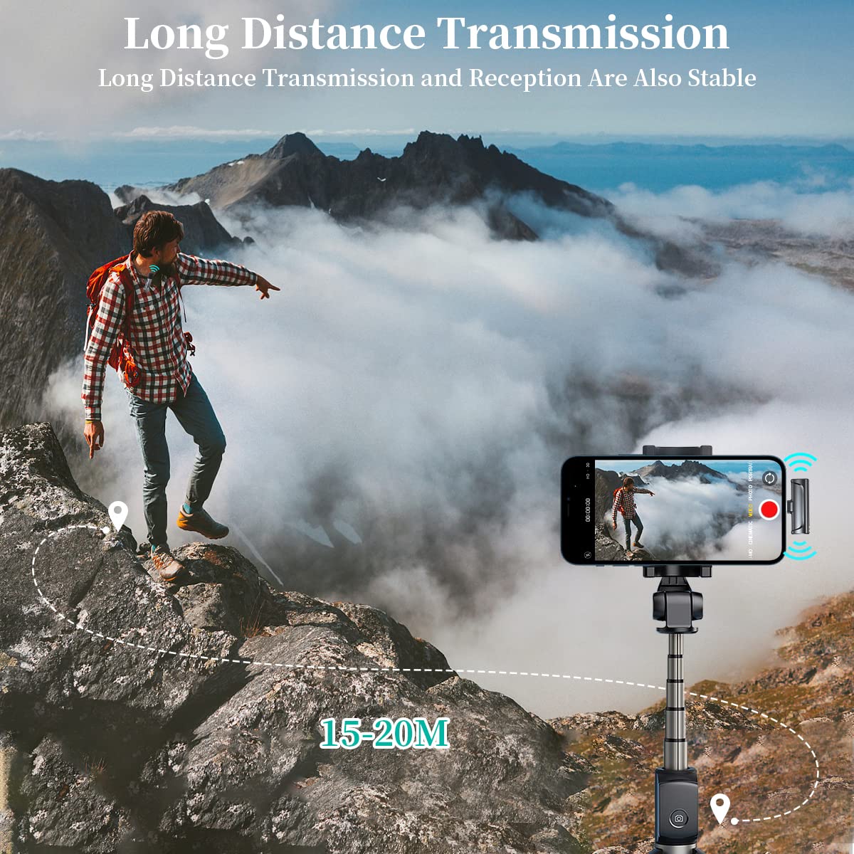 Wireless Lavalier Microphone,Plug and Play Compact and Portable Wireless Lav Mic, Dual Noise Reduction Lapel Clip on Mic for Video Recording & Live Stream(NO Need APP)