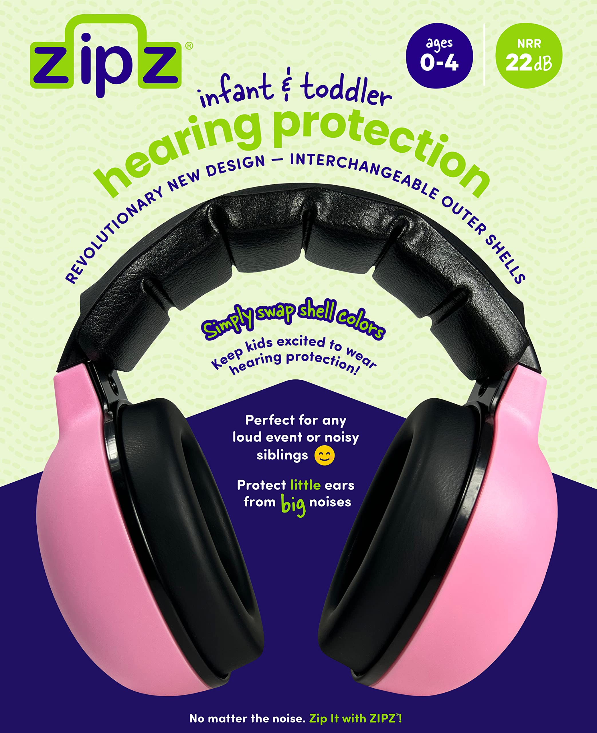ZIPZ Baby & Toddler Earmuffs β Innovative Design β Change Colors with Magnetic Shells β Hearing Protection Headphones 0-4 yrs