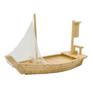 THY COLLECTIBLES Wooden Japanese Sashimi Sushi Boat Plate Serving Tray With Fishing Net (48" (120cm))