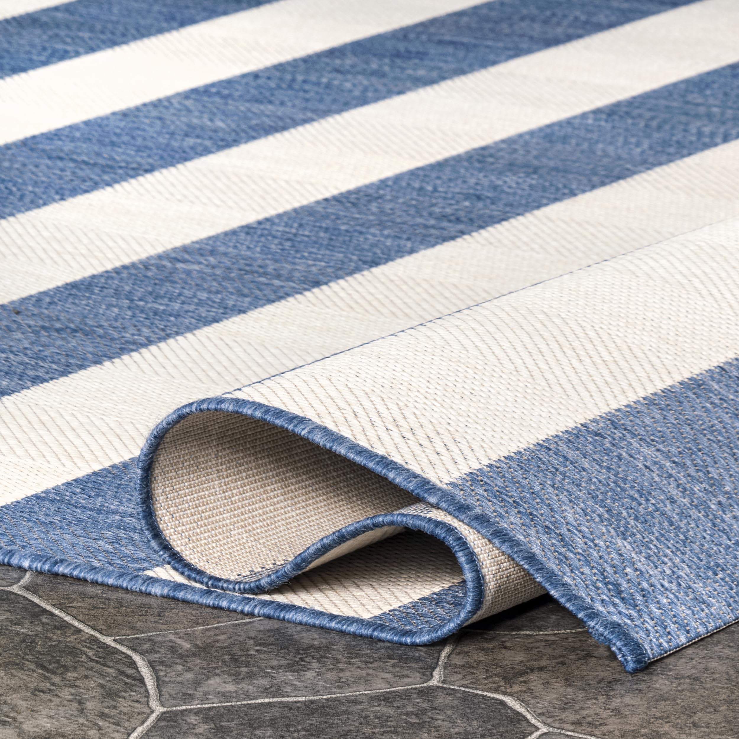 nuLOOM Alexis Striped Indoor/Outdoor Runner Rug, 2' x 8', Blue