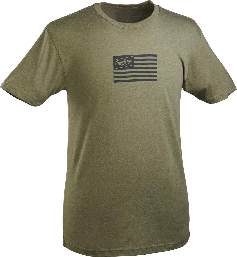 Rawlings Flag Branded T-Shirt, Military Green, X-Large