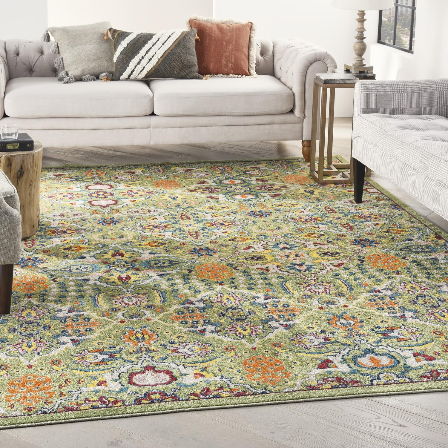 Nourison Allur Traditional Sage Ivory 7'10" x 9'10" Area Rug, Easy Cleaning, Non Shedding, Bed Room, Living Room, Dining Room, Kitchen (8x10)