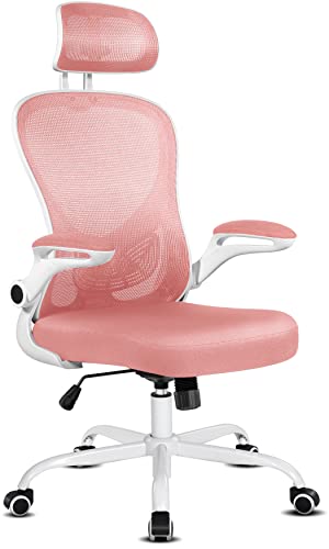 Misolant Ergonomic Office Chair, Pink, Adjustable Lumbar Support, Breathable Mesh Back, Comfortable Seat Cushion, Multiple Adjustments, Sturdy Metal Frame, 250lb Load Capacity