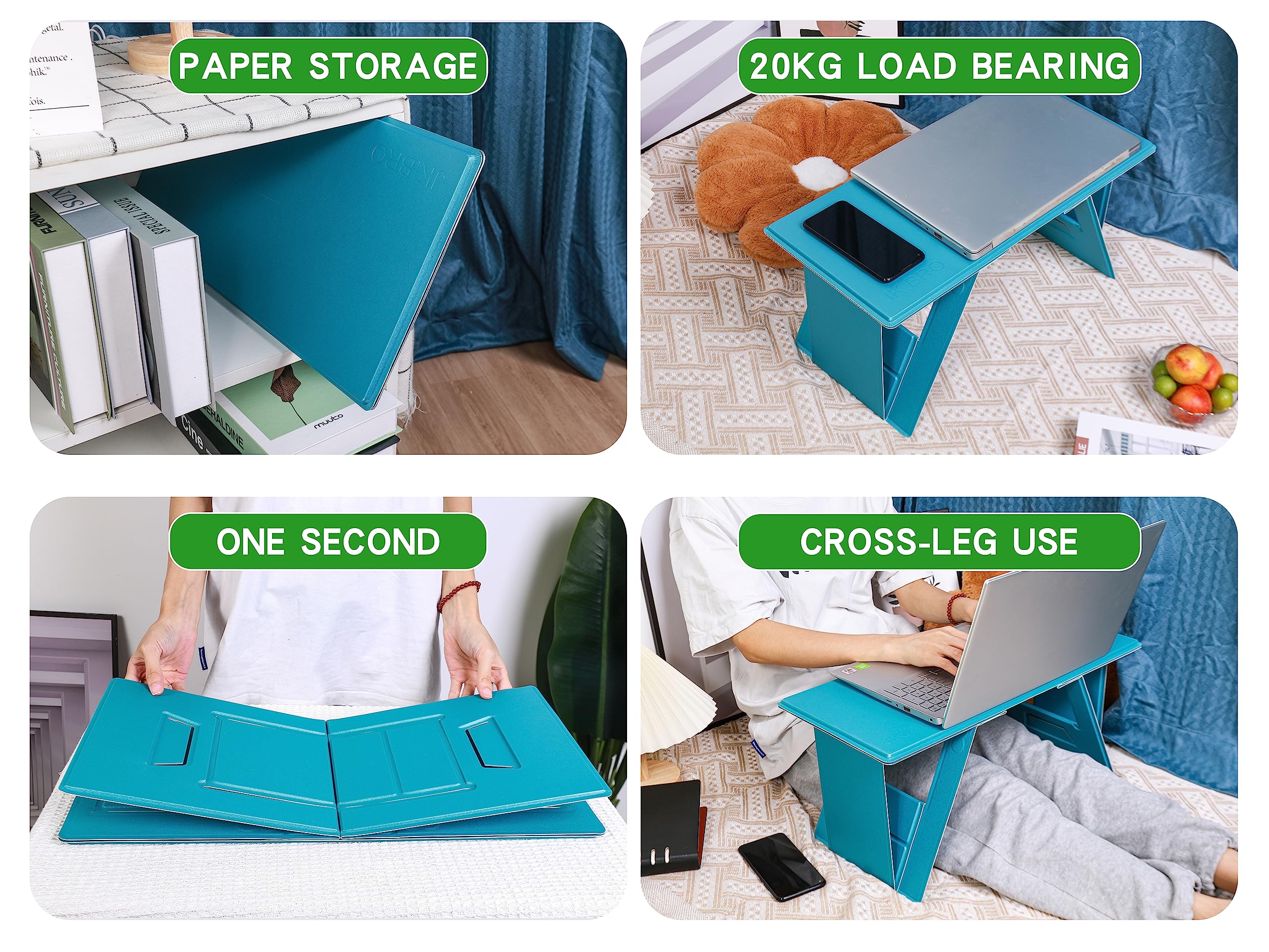 MRJKNRO.KJ Folding Table Desk at Home in The Office and car for Computer Laptop Pad Phone Reading Writing Easy to use Carry and stroage Lightweight…Blue, 9.4“X17.7"X8.26"