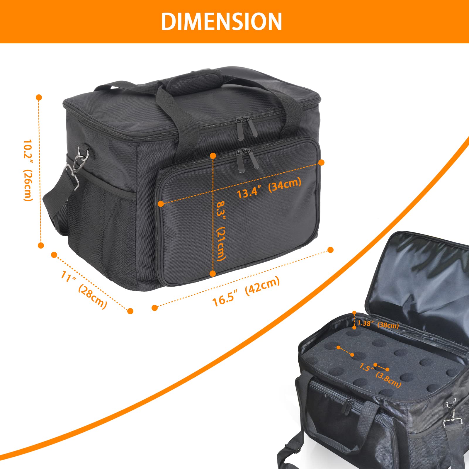 Wireless Microphone Case with Foam, 15 Slots Waterproof Microphone Storage and Carrying Bag for Tavel, 1680D Heavy Duty Oxford Fabric&High-quality Foam to Protect Your Mic