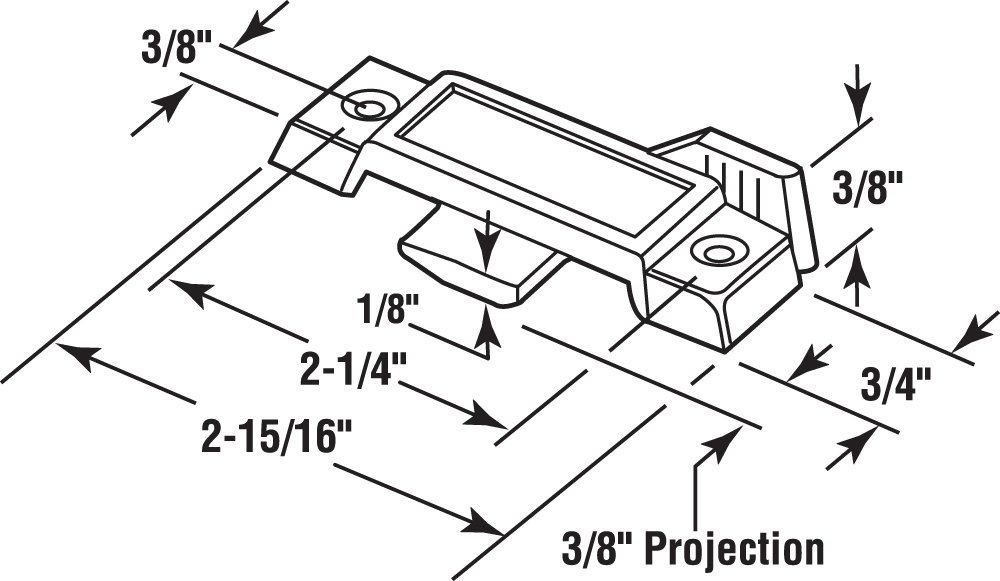 Prime-Line F 2666 Sash Lock, 3/8 In. Latch Projection, Fits Vinyl and Aluminum Sliding Windows, Vinyl Composite Material, White, Smooth Finish, (Single Pack)