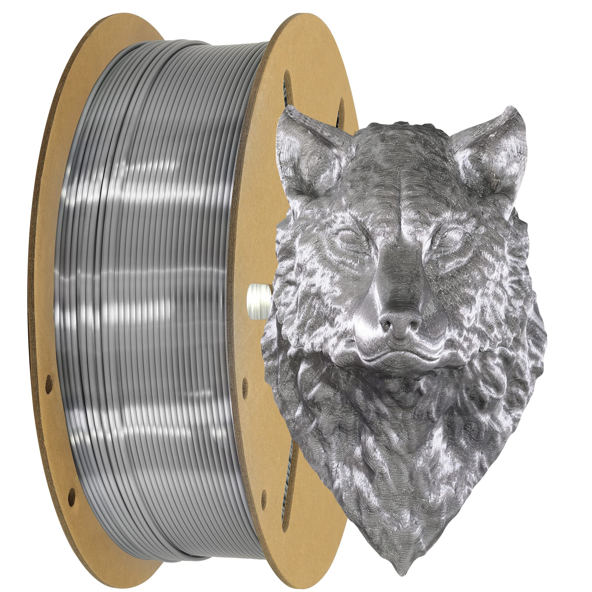 MKOEM 3D Printing Filament 1.75mm Silk Metallic Silver PLA 3D Printer Filament, 1KG 2.2LBS 3D Printing Material Silk PLA, High Diameter Tolerance, Widely Fit For 3D Printer/3D Pen, 1KG Silk Silver PLA