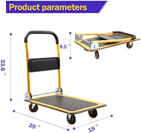 Xilin Scissor Hydraulic Lift Table Cart 3300LBS Capacity 39.4''Lifting Height and 330lb Push Cart Dolly Foldable Platform Truck with Mute Wheel