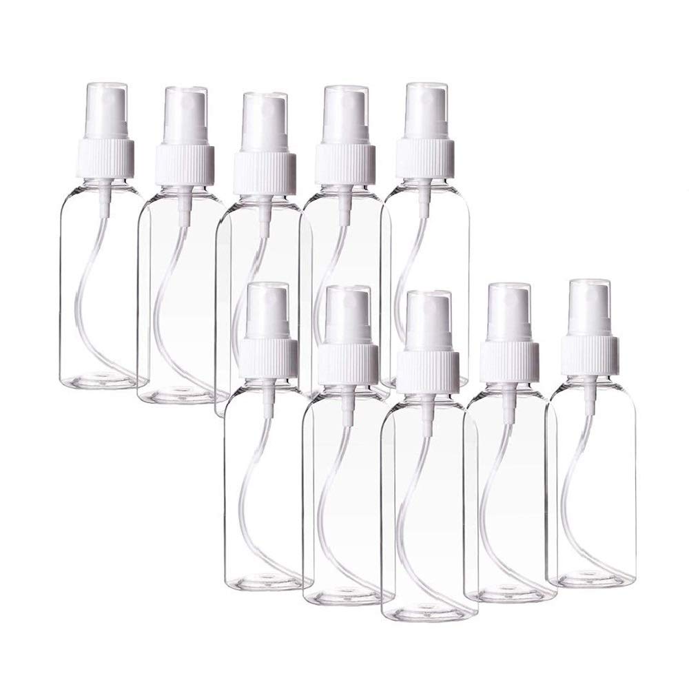 Plastic Spray Bottles,Fine Mist Clear 60ml/2oz Spray Bottle,Reusable Liquid Container,for Makeup Remover,Cleaning liquid,Travel, Perfume,Lab(10 pack)