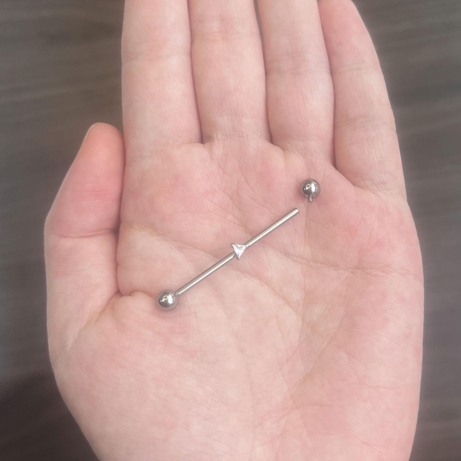 NewkeepsR Implant Grade23 Titanium Internal Thread 1.6mm(14g) Thickness, 38mm(1&1/2'') Bar Length 3 White Opal Stones Ear Industrial Barbell