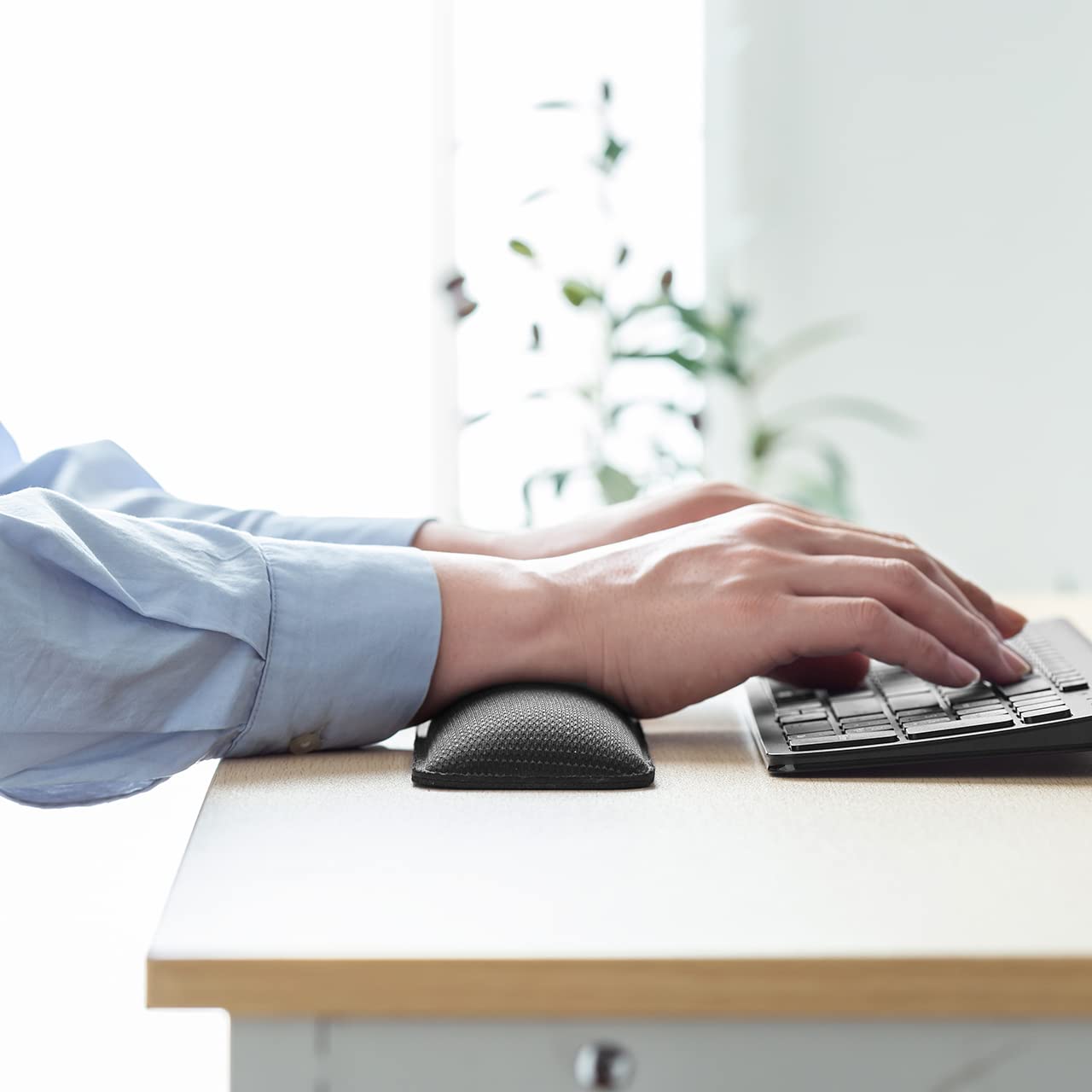 SANWA Wrist Rest for Keyboard & Mouse, Silver Ion, Fabric Material, Memory Foam, Non-Slip, Comfortable Gaming Wrist Pillow, Support for Office, Computer, Laptop, MacBook, 13×2.95×0.79 inch