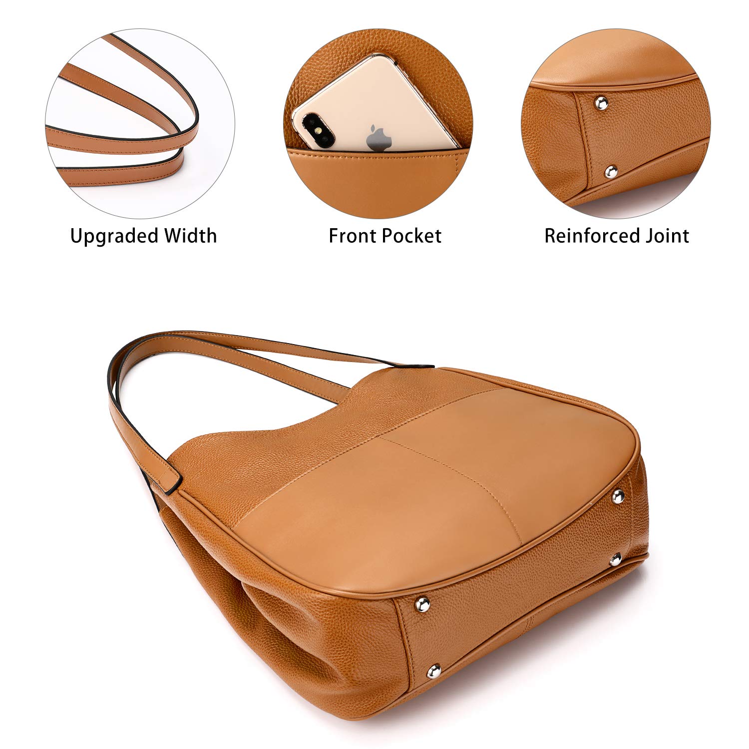 S-ZONE Women Shoulder Bag Leather Hobo Purses Medium Handbags Multi-pocket Tote with Tassel