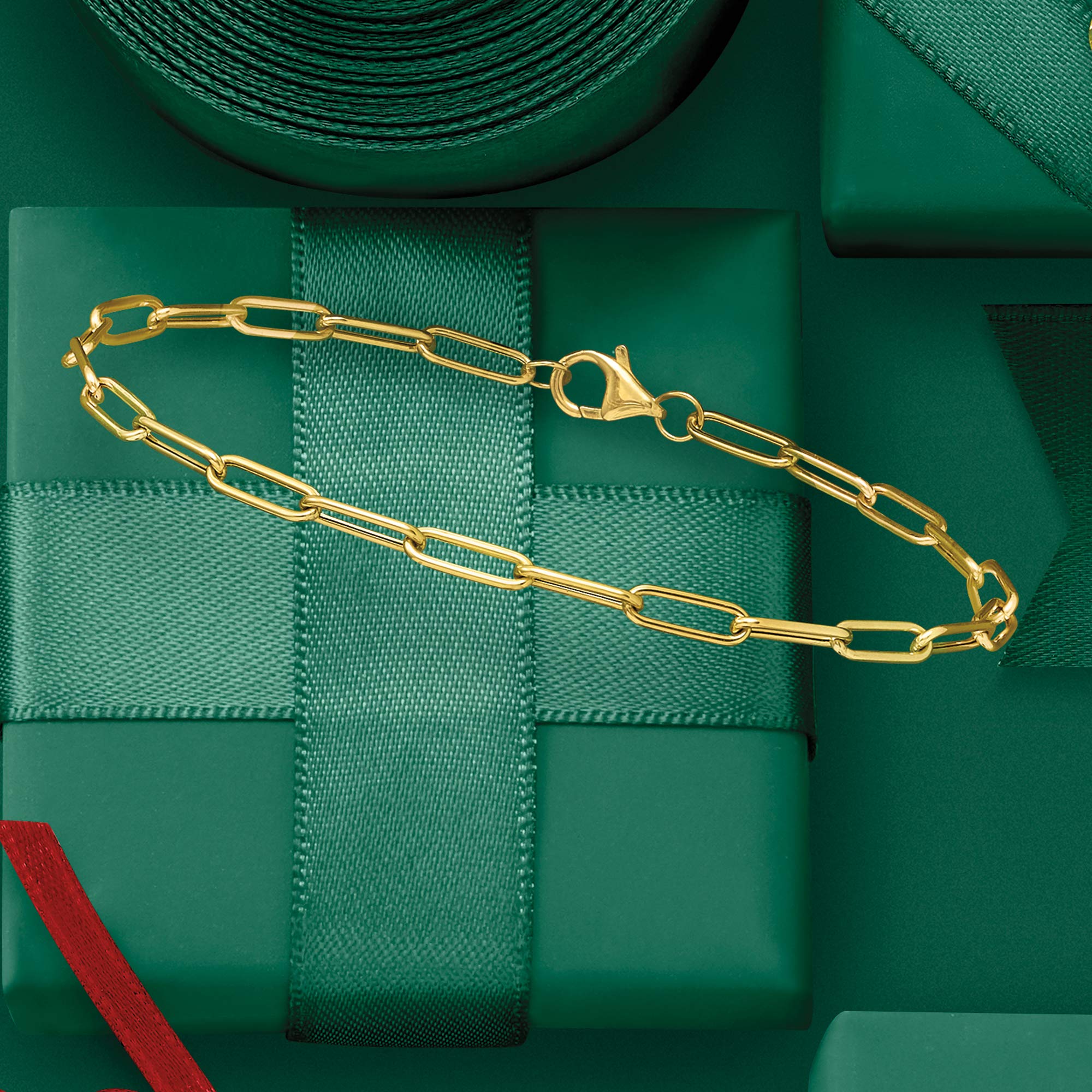 Ross-Simons Italian 18kt Yellow Gold Paper Clip Link Bracelet. 8 inches