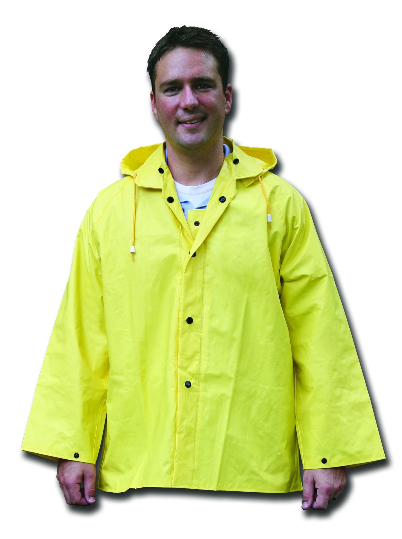 MCR Safety 300JHX2 Wizard PVC/Nylon Flame Resistant Jacket with Attached Hood, Yellow, 2X-Large