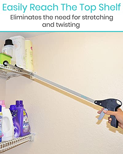 Vive Suction Cup Grabber Reacher 32" - Elderly Grab It Reaching Pickup Tool Heavy Duty for Seniors - Trash, Sticks, Litter Picker Upper - Extra Long Reach Handle & Handy Extension Arm Claw