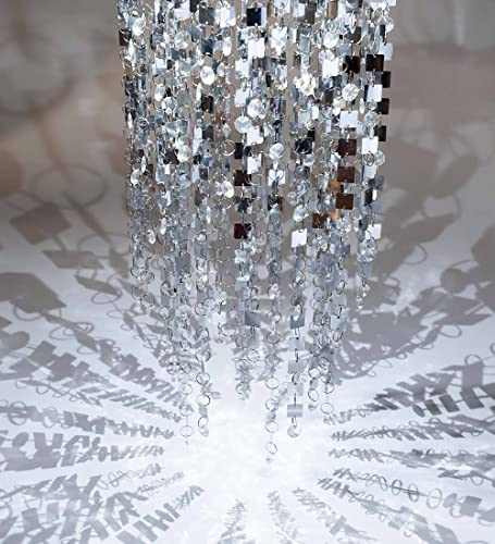 Wind & Weather 12-Inch Diameter by 29.5-Inch High Star-Shaped Mirrored Outdoor Chandelier with Solar Lights Powered by Discreet Solar Panel in Top with 9-Inch Long Hanging Chain Included