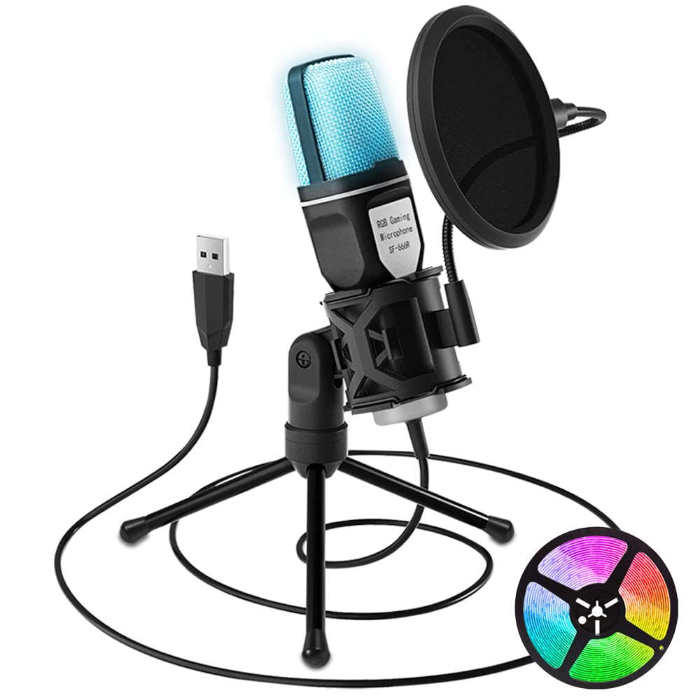 YANMAI USB Microphone, PC Microphone for Podcast Streaming, Gaming Microphone, Condenser Microphone for YouTube Recording Windows Computer Microphone for Desktop External Microphone for Laptop -Black