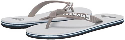 Quiksilver Men's Molokai 3 Point Flip Flop Sandal, Grey/White/Blue, 9